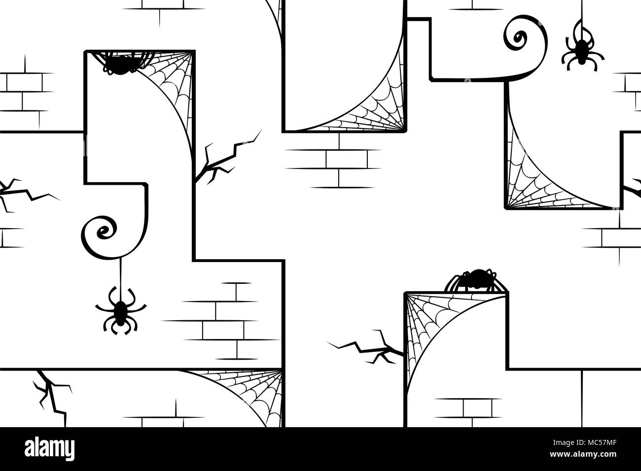 Spider webs old wall abstract, seamless vector texture pattern ...