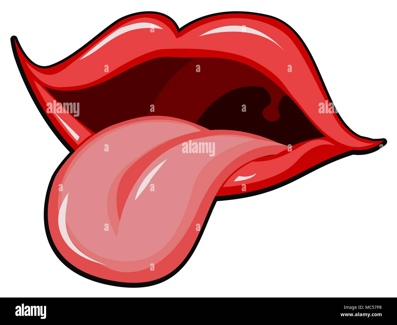 Tongue Mouth Stylized Cartoon Red Vector Illustration Horizontal Isolated Stock Vector Image