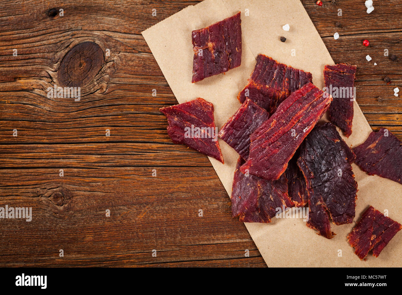 Delicious Homemade Beef Jerky Background Stock Photo - Alamy