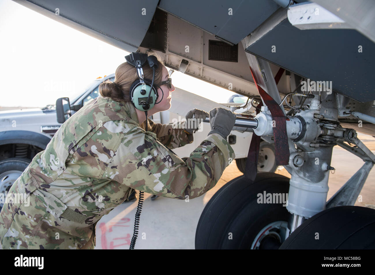 A U.S. Air Force C-17 Globemaster III pilot, assigned to the 816th ...