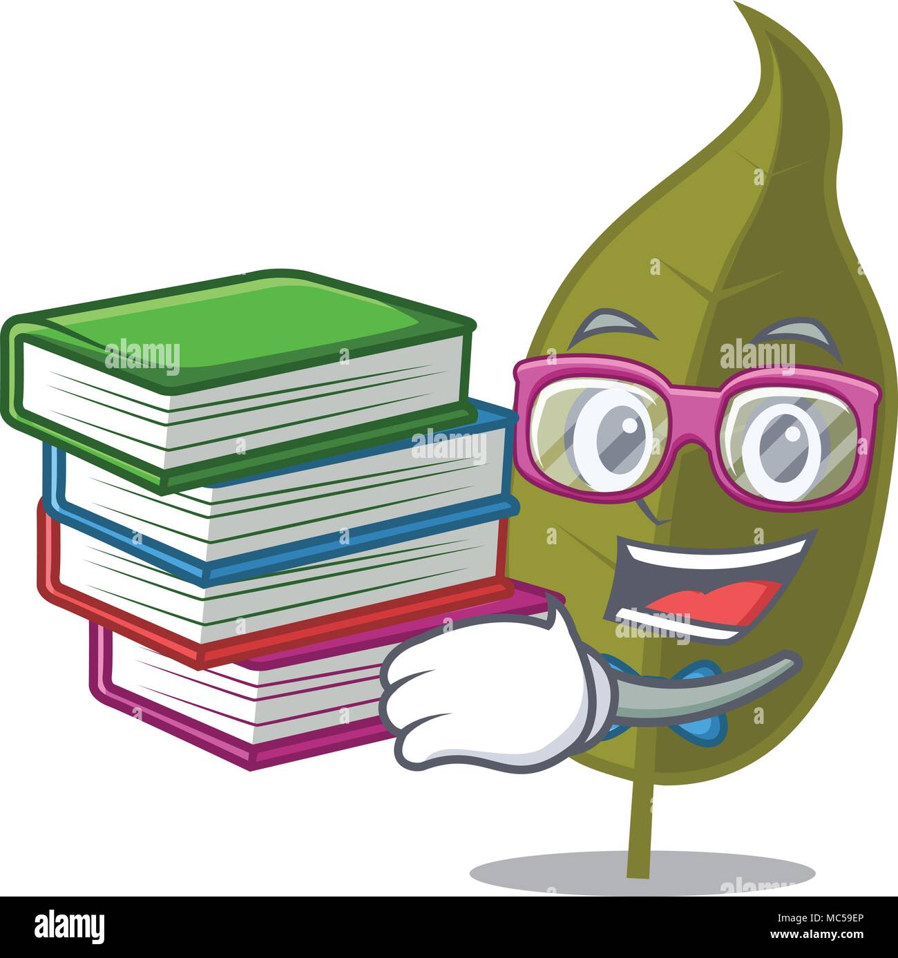 Student with book bay leaf mascot cartoon Stock Vector Image & Art - Alamy