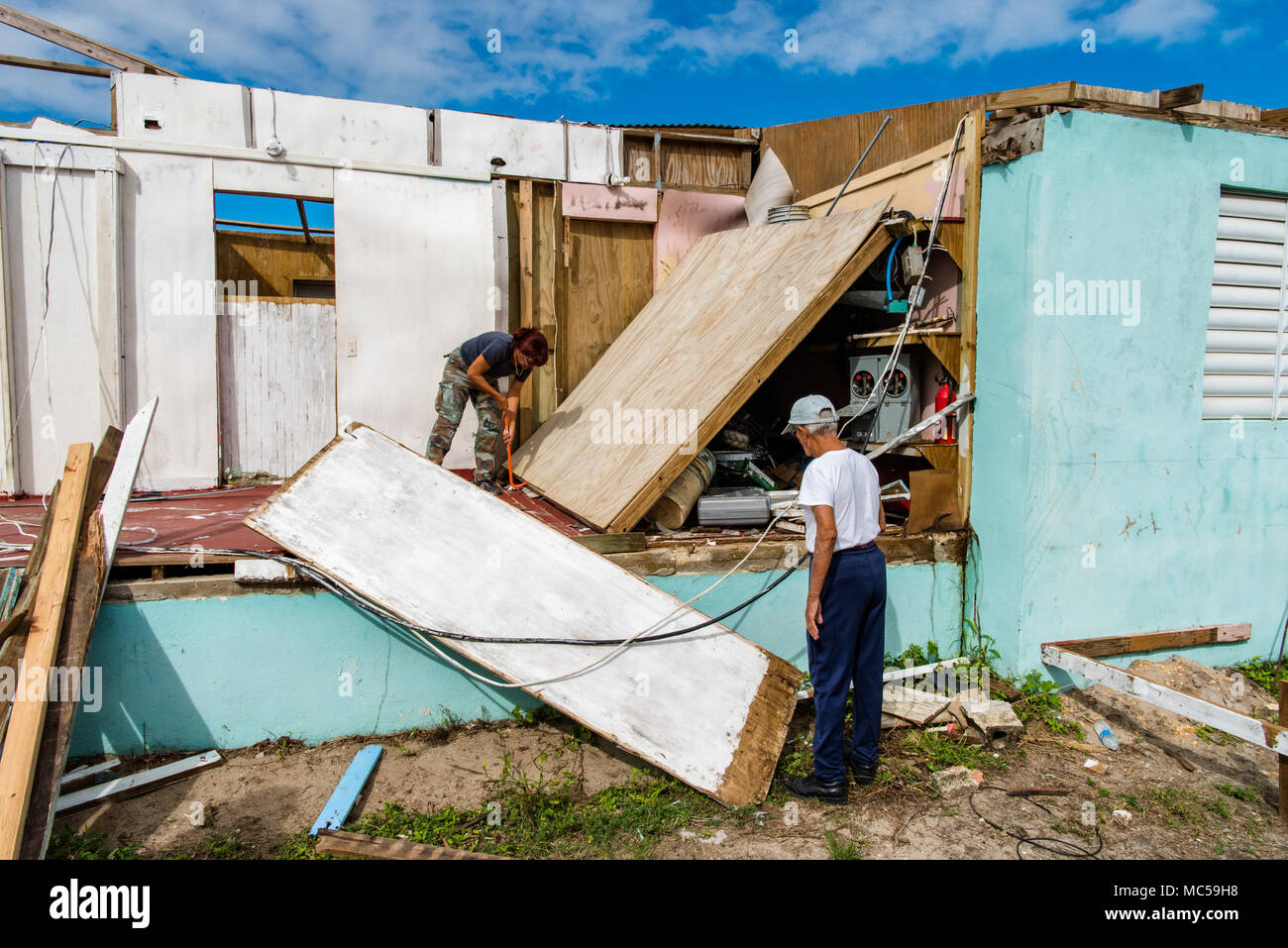 Arecibo, Puerto Rico, Jan. 31, 2018--After receiving funds from FEMA, a ...