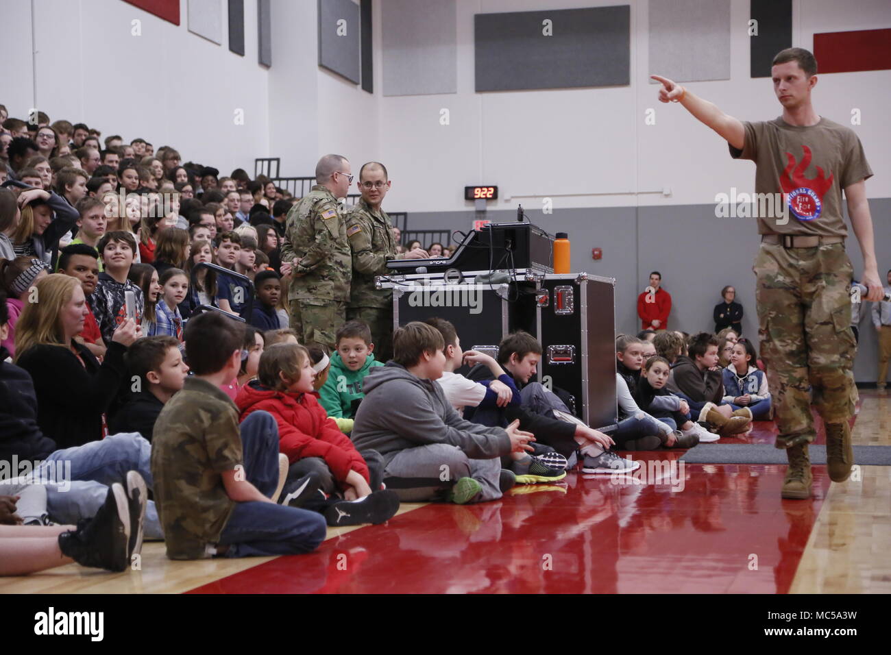 SPC Zach Nickerson engages with the students at Mexico Junior High ...
