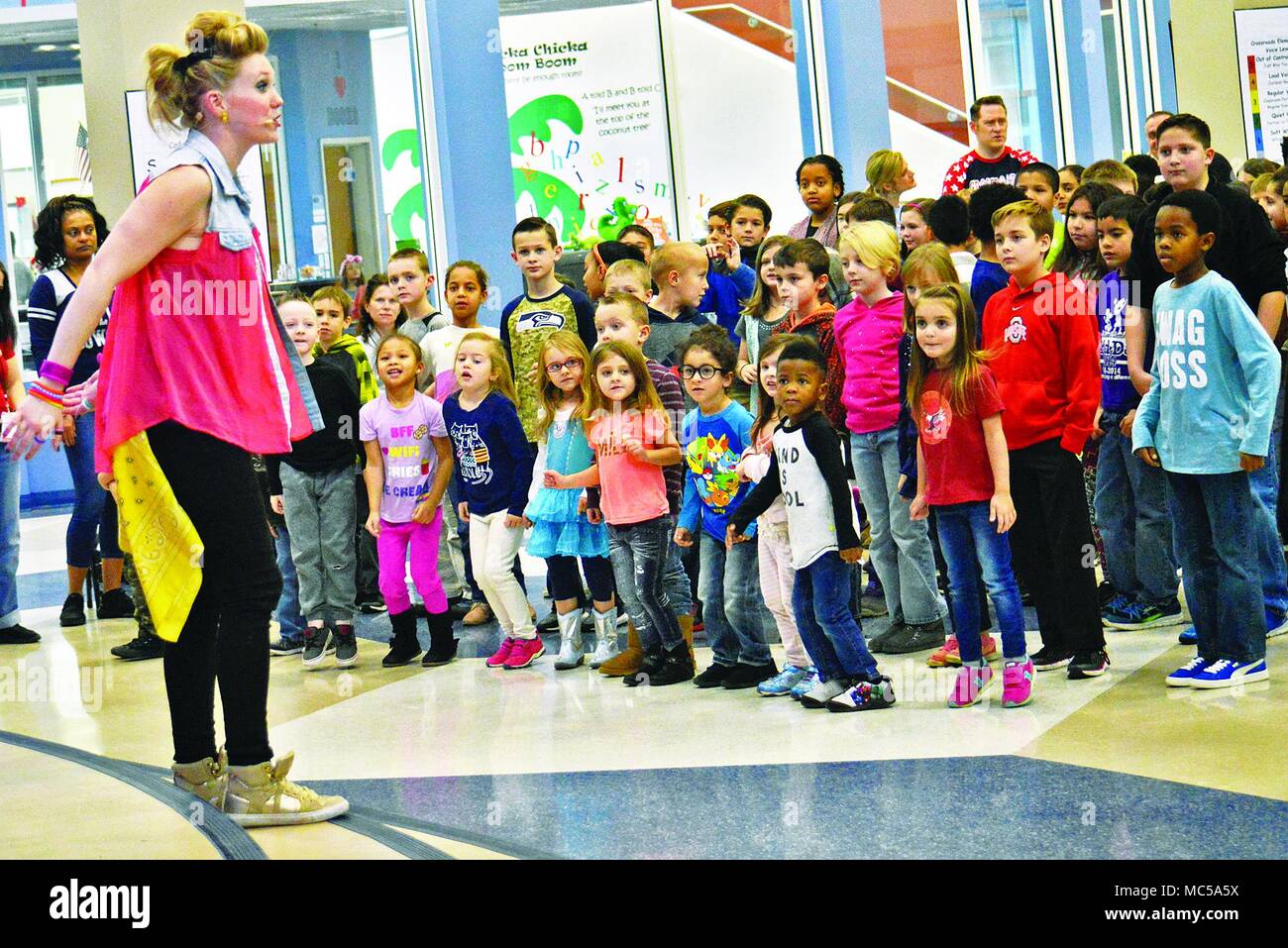 Hailey Zoccoli (Jill) of Jump with Jill helps the students of ...