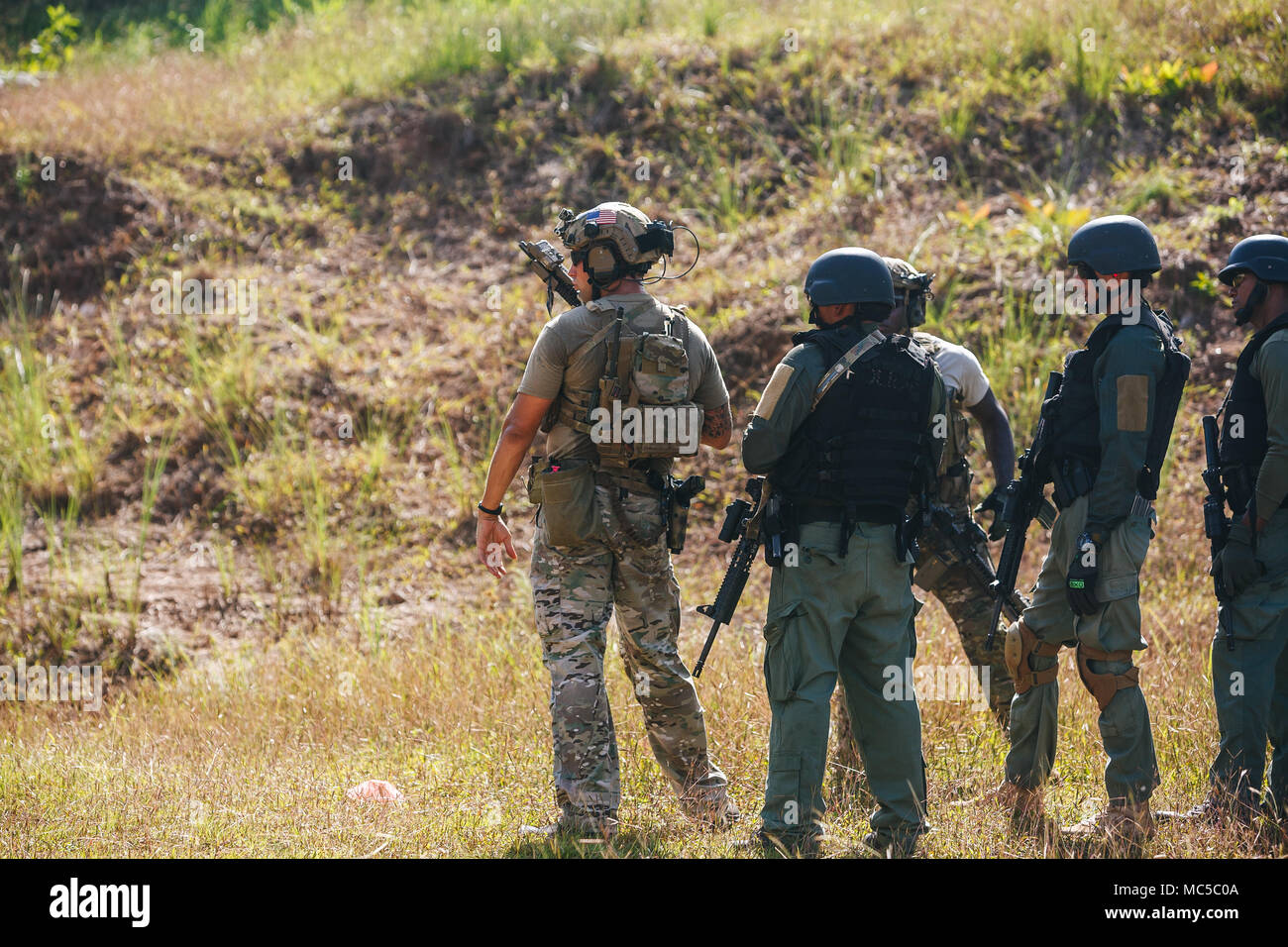 A U.S. Army Special Forces Soldier prepares to lead a lateral ...