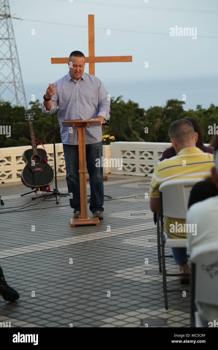 MCAS FUTENMA, OKINAWA, Japan – U.S. Navy Lt. Robert Hecox speaks April ...