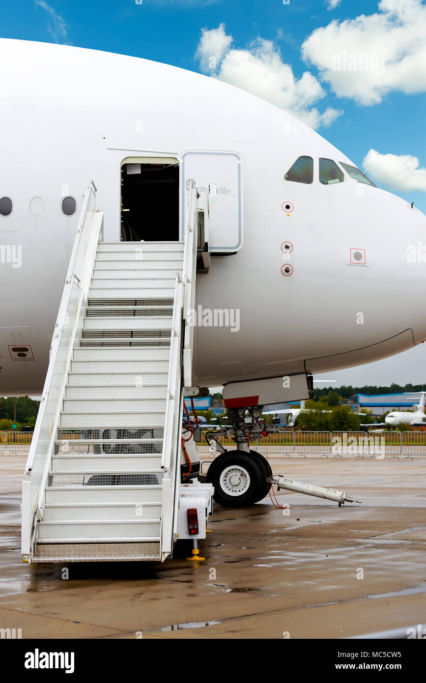 Fragment of the plane and ladder in airdrome Stock Photo - Alamy