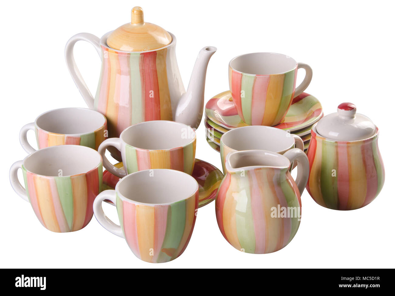 tea pot set, Porcelain tea pot and cup on white background Stock Photo ...