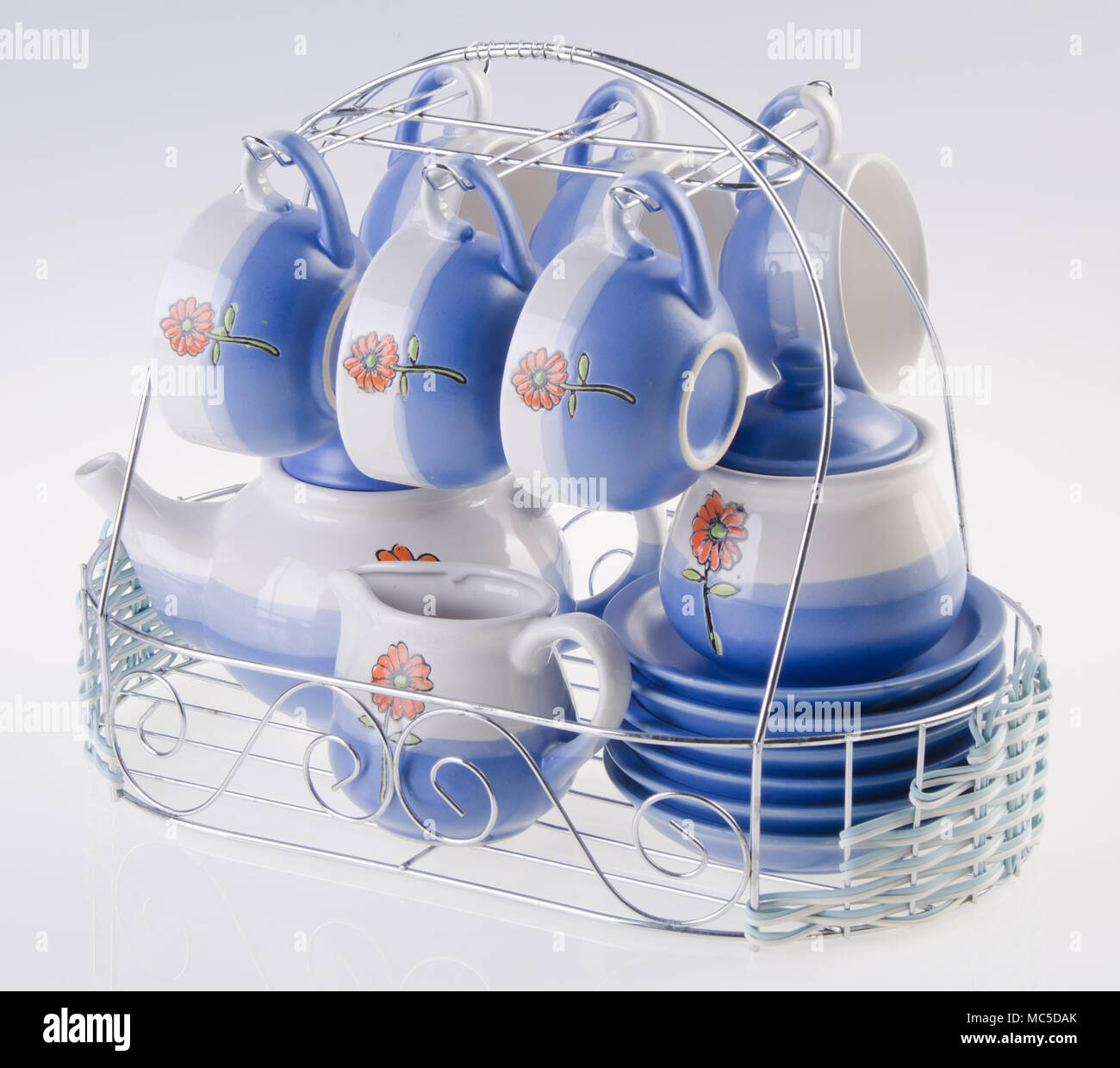 tea pot set, Porcelain tea pot and cup on white background Stock Photo ...