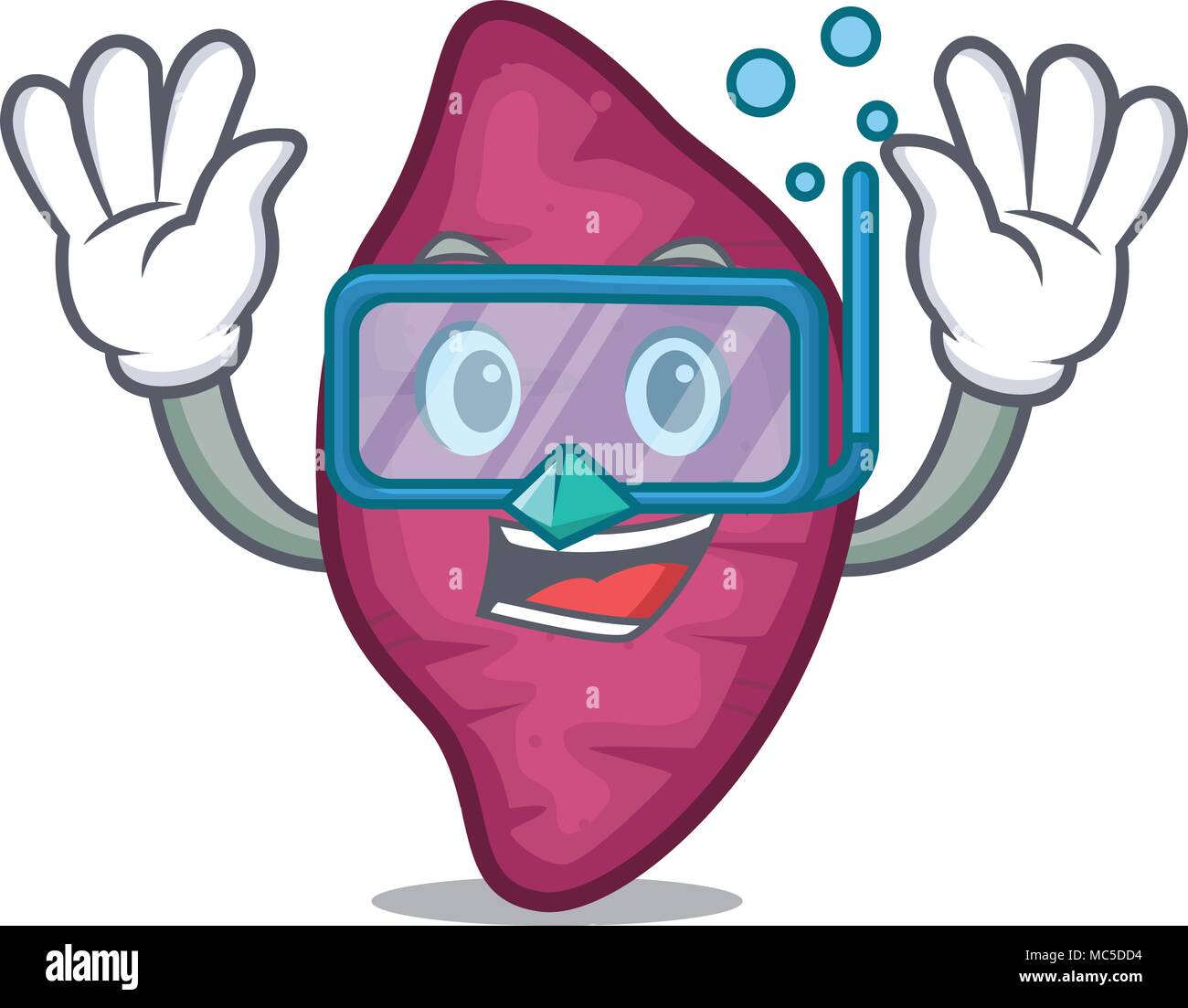 Diving sweet potato character cartoon vector illustration Stock Vector ...