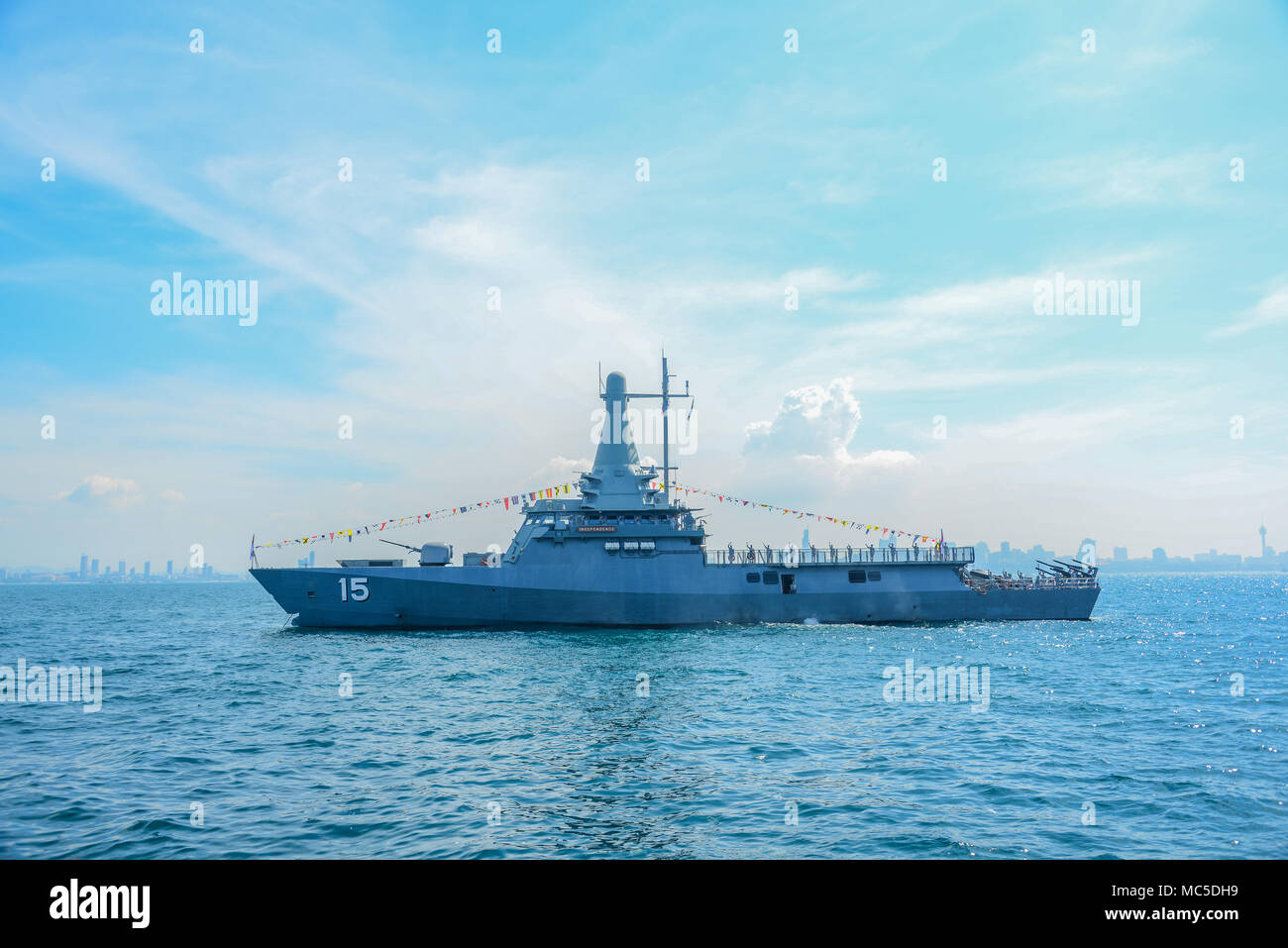 Pattaya, Thailand - November 18, 2017, Navy warship running on sea on ...