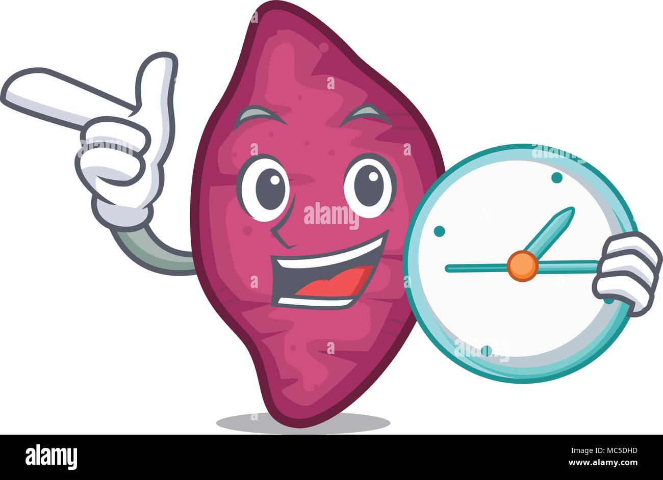 With clock sweet potato character cartoon vector illustration Stock ...