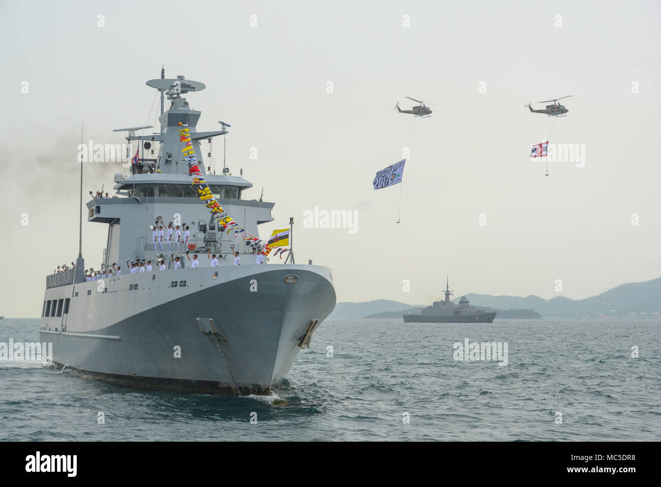 Pattaya, Thailand - November 20, 2017: Navy warships running on sea ...