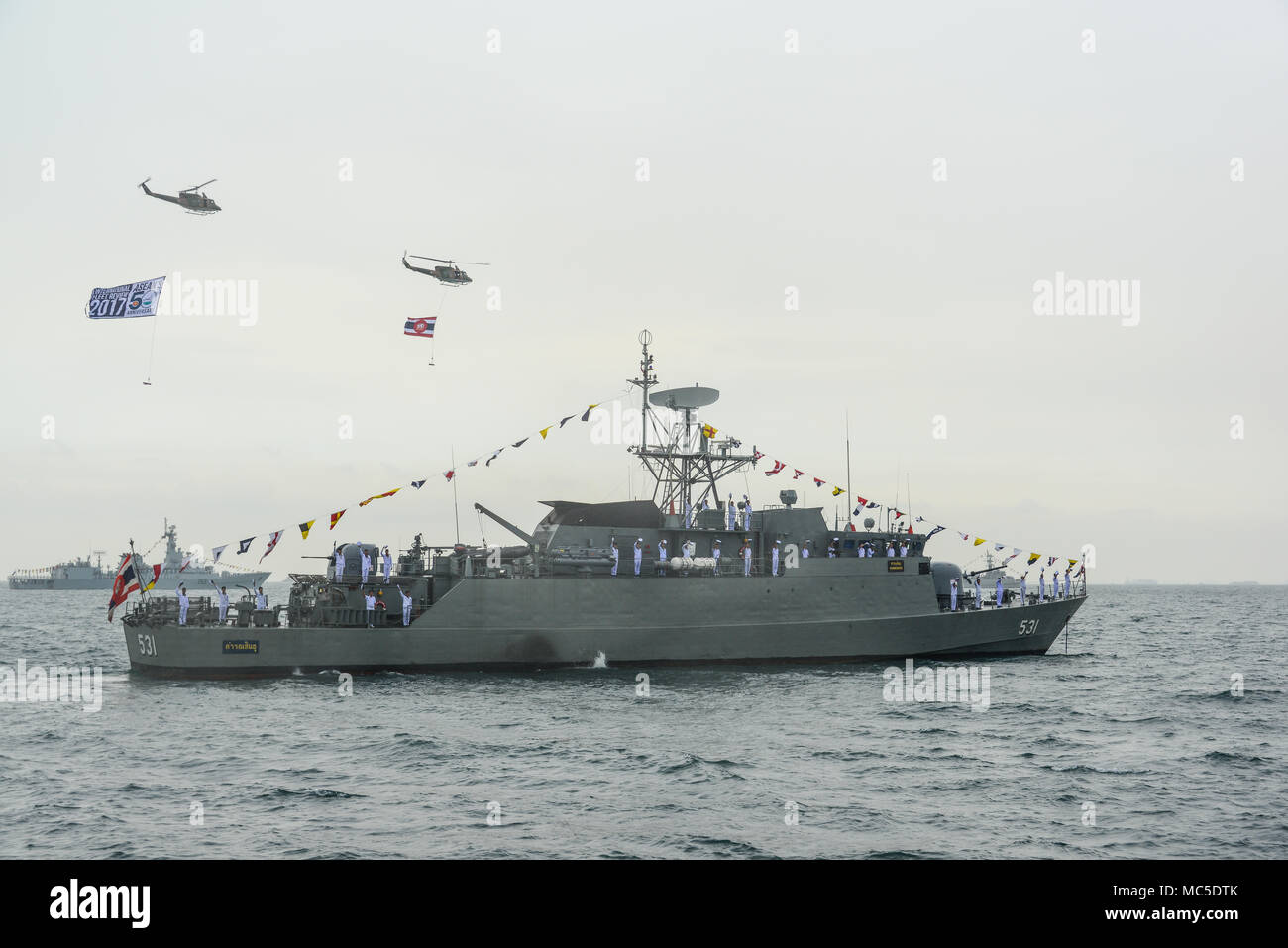 Pattaya, Thailand - November 20, 2017: Navy warships running on sea ...