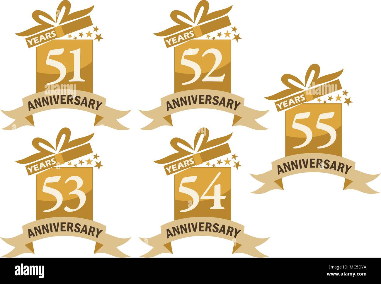 Year Gift Box Ribbon Anniversary Set Stock Vector Image & Art - Alamy