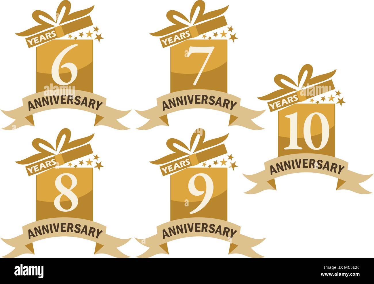 Year Gift Box Ribbon Anniversary Set Stock Vector Image & Art - Alamy