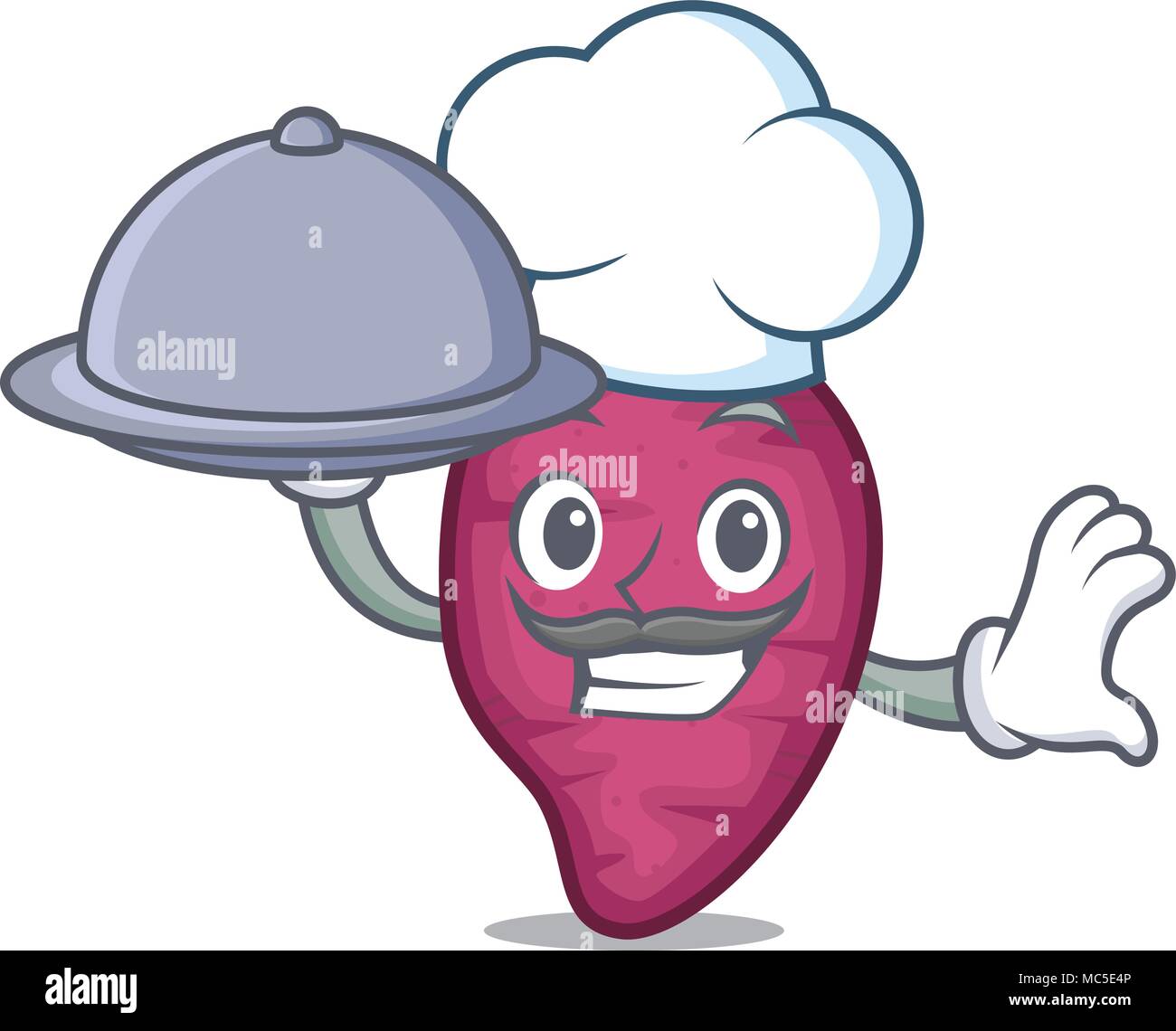 Chef with food sweet potato mascot cartoon vector illustration Stock ...