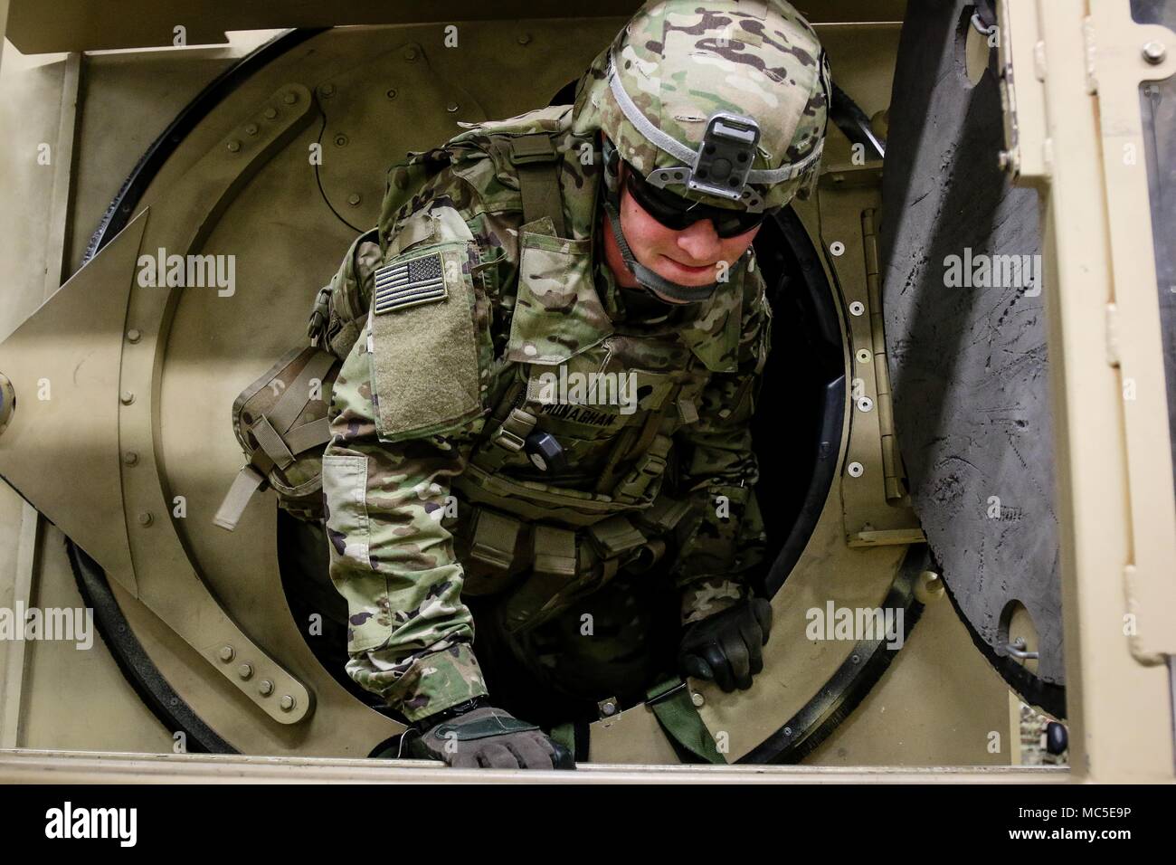 A Soldier wth the 299th Brigade Support Battalion, 2nd Armored Brigade ...