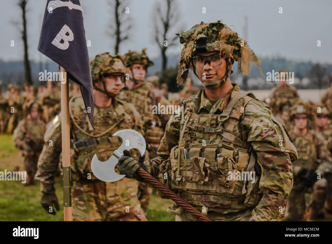 VICENZA, Italy - A Soldier with the 173rd Airborne Brigade brandishes ...