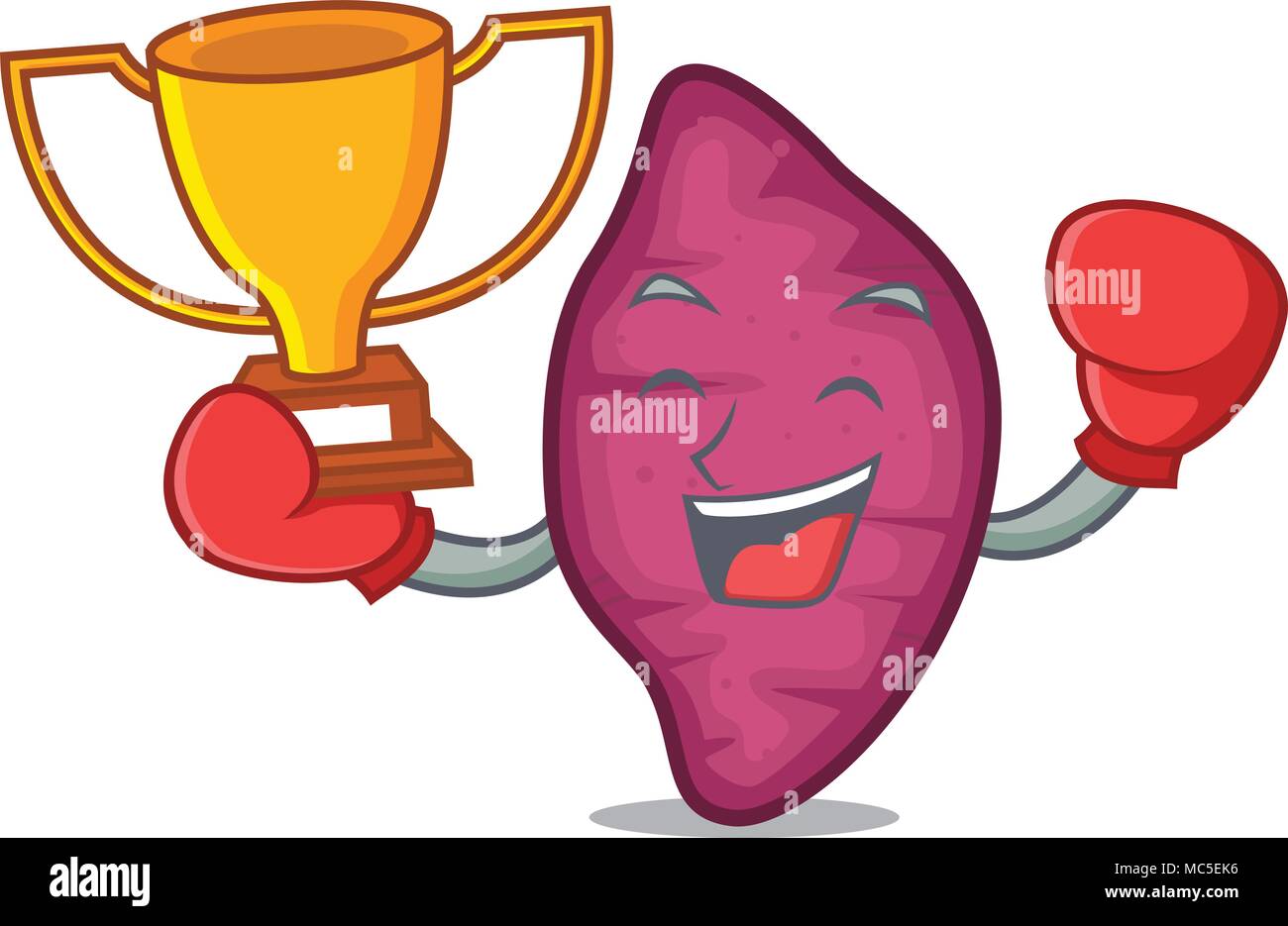 Boxing winner sweet potato mascot cartoon vector illustration Stock ...