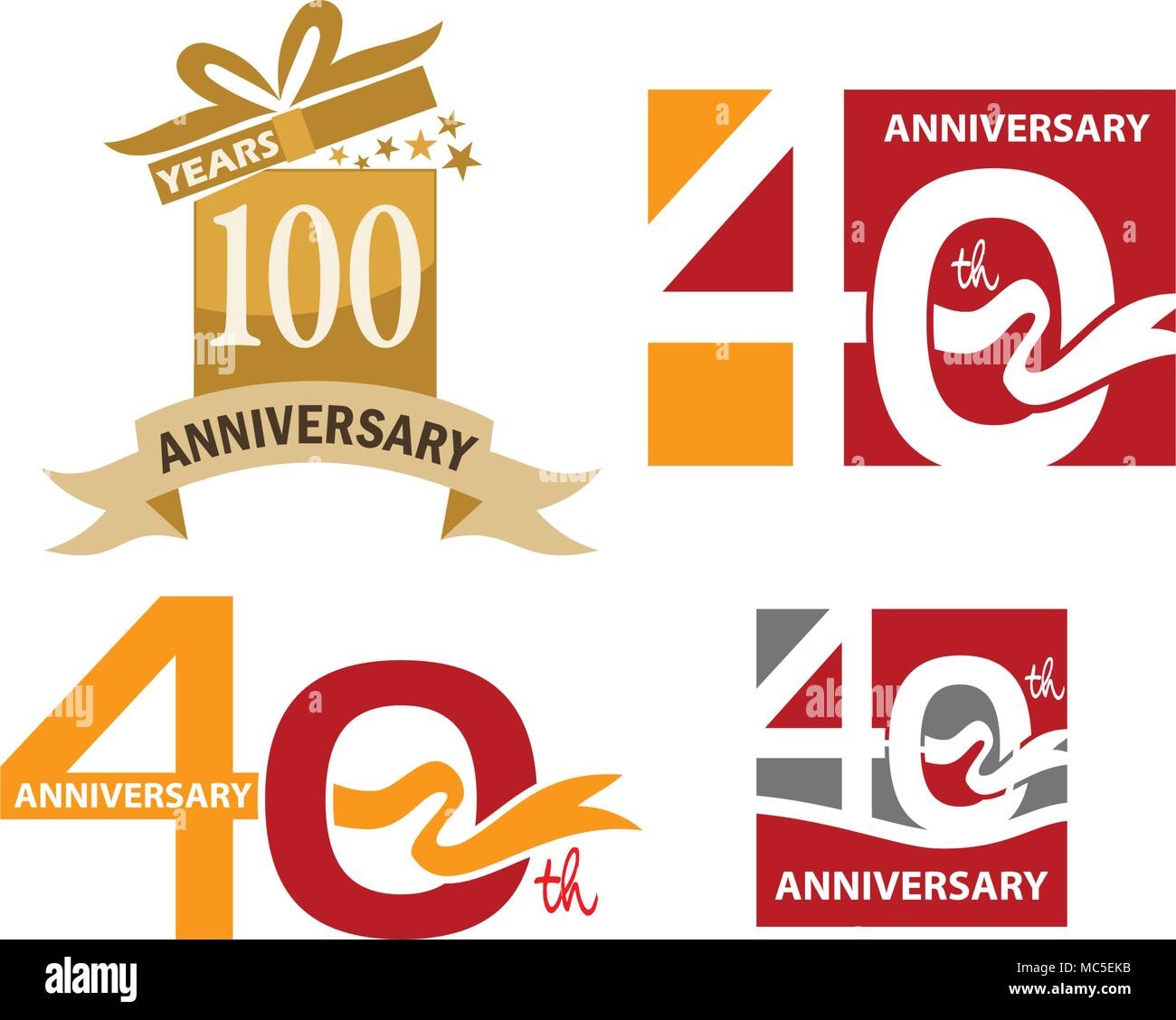 Year Gift Box Ribbon Anniversary Set Stock Vector Image & Art - Alamy