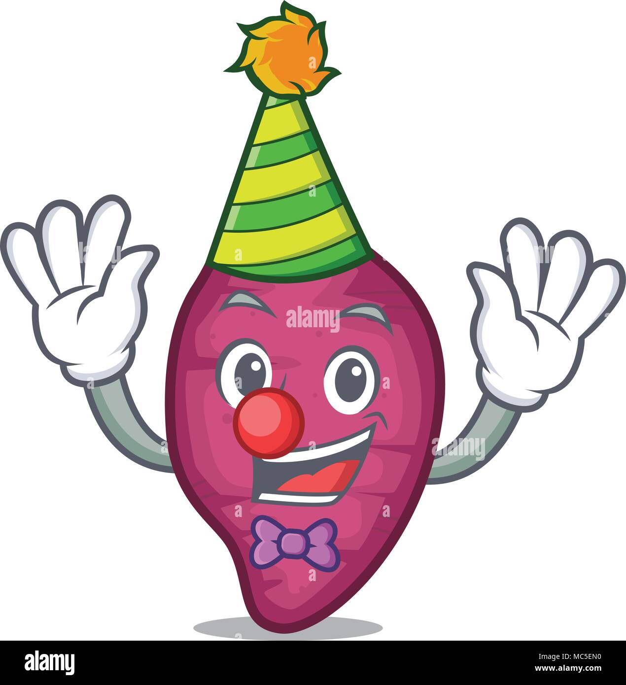 Clown sweet potato mascot cartoon vector illustration Stock Vector ...