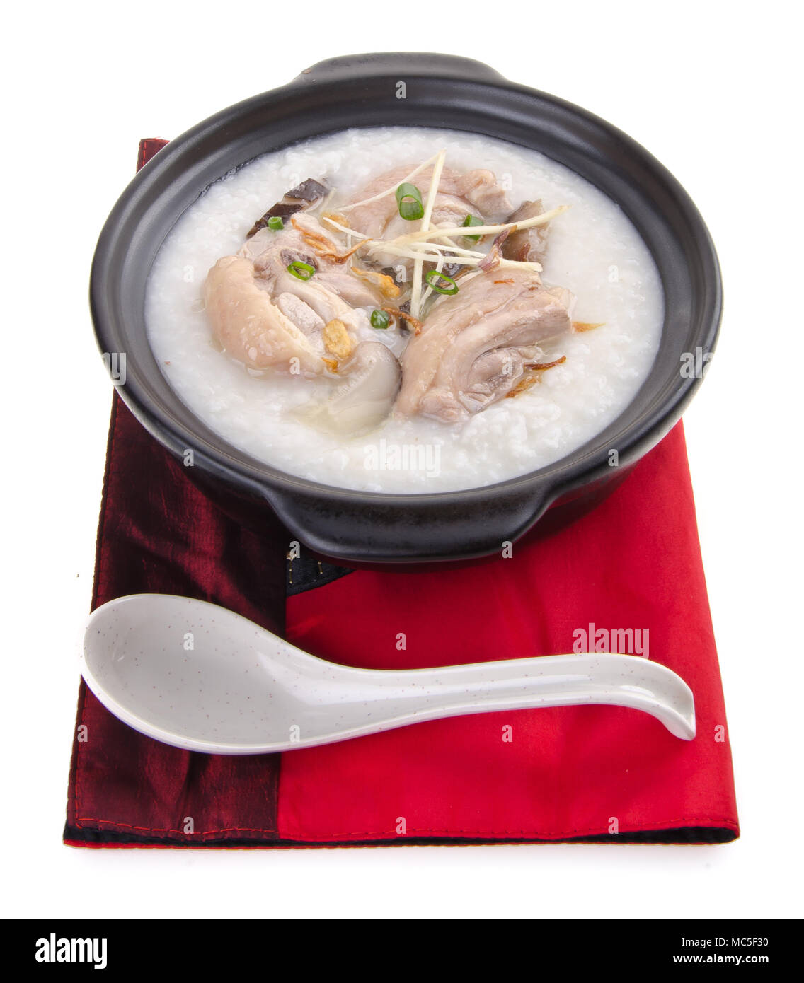 Porridge, chicken Porridge (congee) served in claypot Stock Photo - Alamy