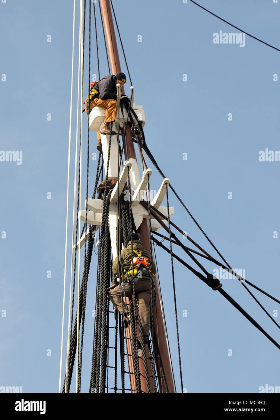 180403-N-NZ935-0038 BOSTON (April 3, 2018) Ship restorers from Naval ...