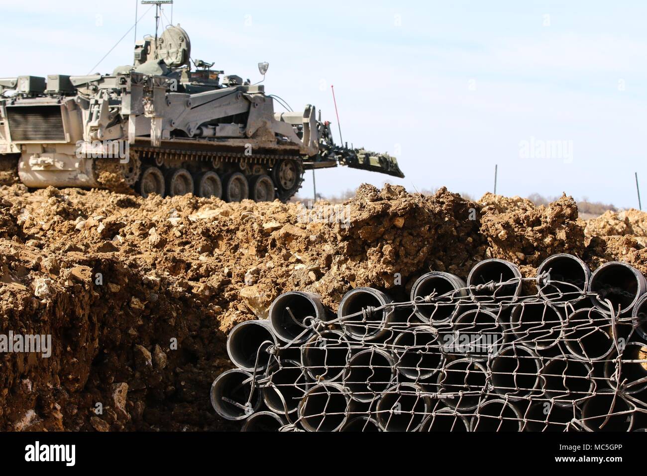 A "Terrier" armored digger from the United Kingdom's 22nd Engineer ...
