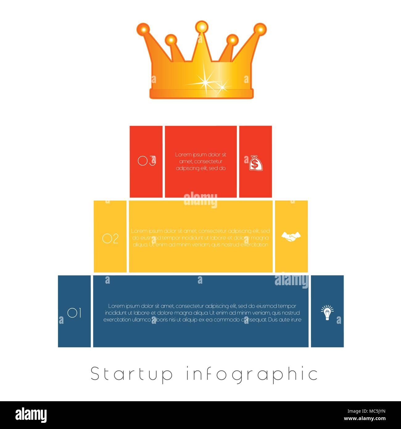 Pyramid of 3 steps to success. Infographic business startup Stock ...