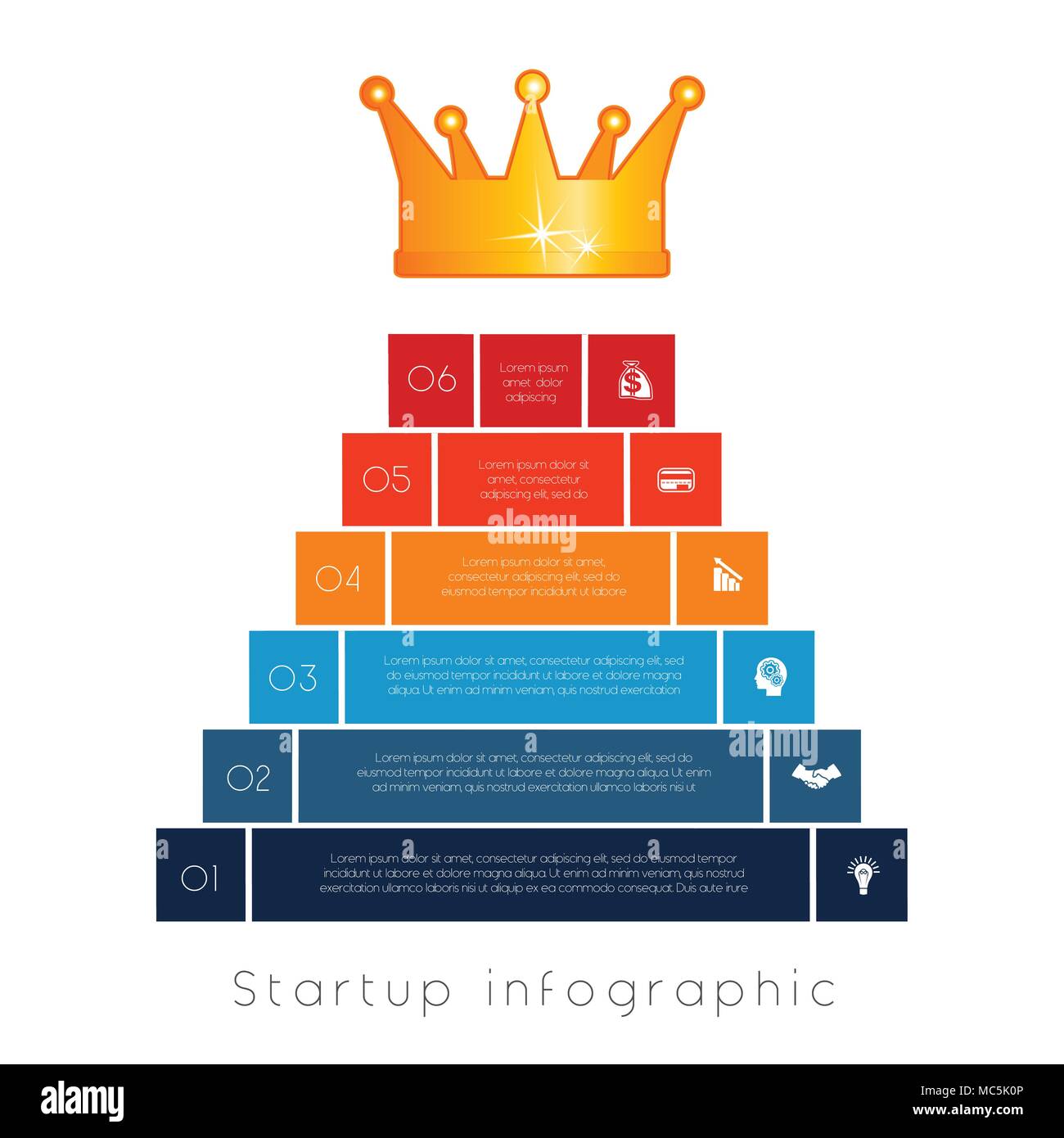 Pyramid of 6 steps to success. Infographic business startup Stock ...