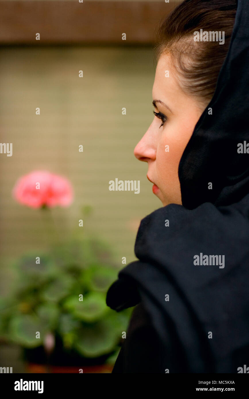 closeup portrait of inconsolable widow Stock Photo - Alamy