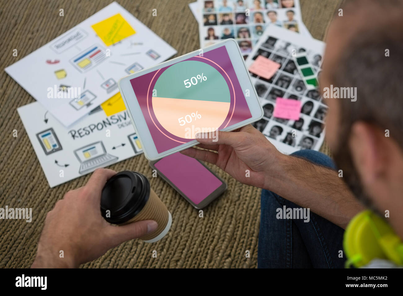 Composite image of circle divided into two parts Stock Photo - Alamy