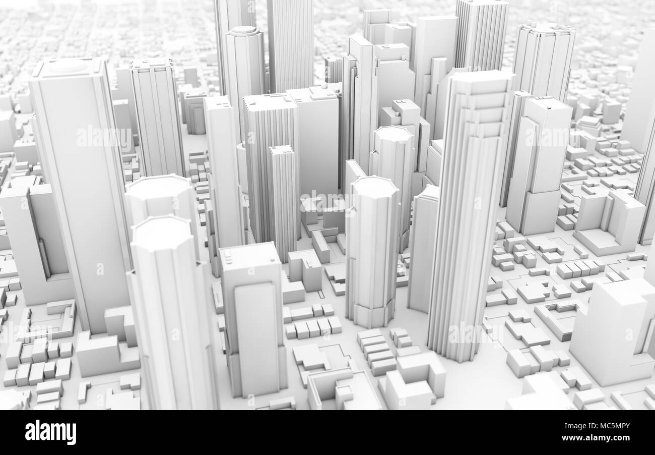 white city downtown with depth of field 3d rendering Stock Photo - Alamy