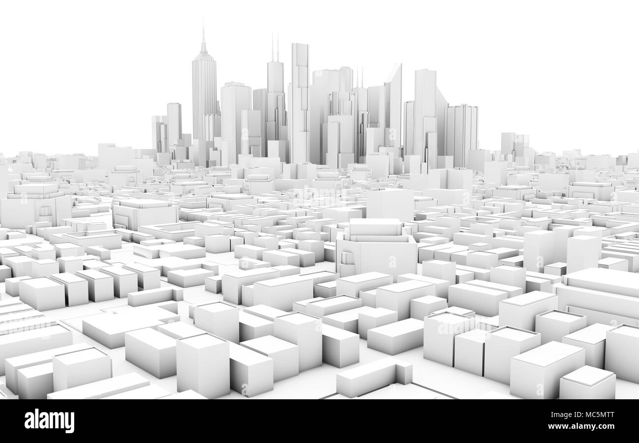 Model of a city, 3d rendering Black and White Stock Photos & Images - Alamy