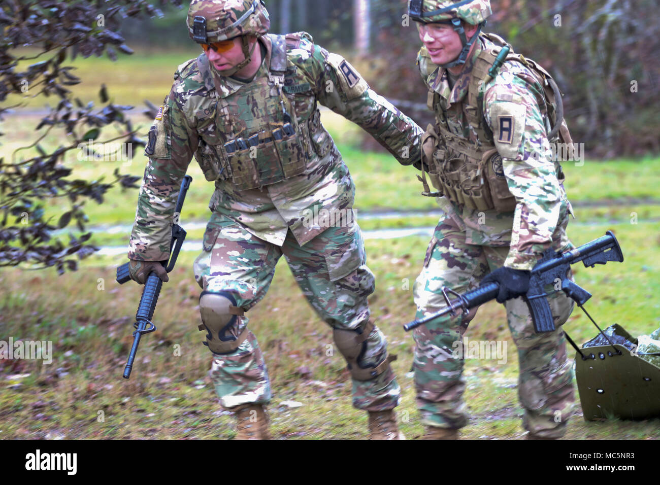Soldiers assigned to the 189th Combined Arms Training Brigade use a ...