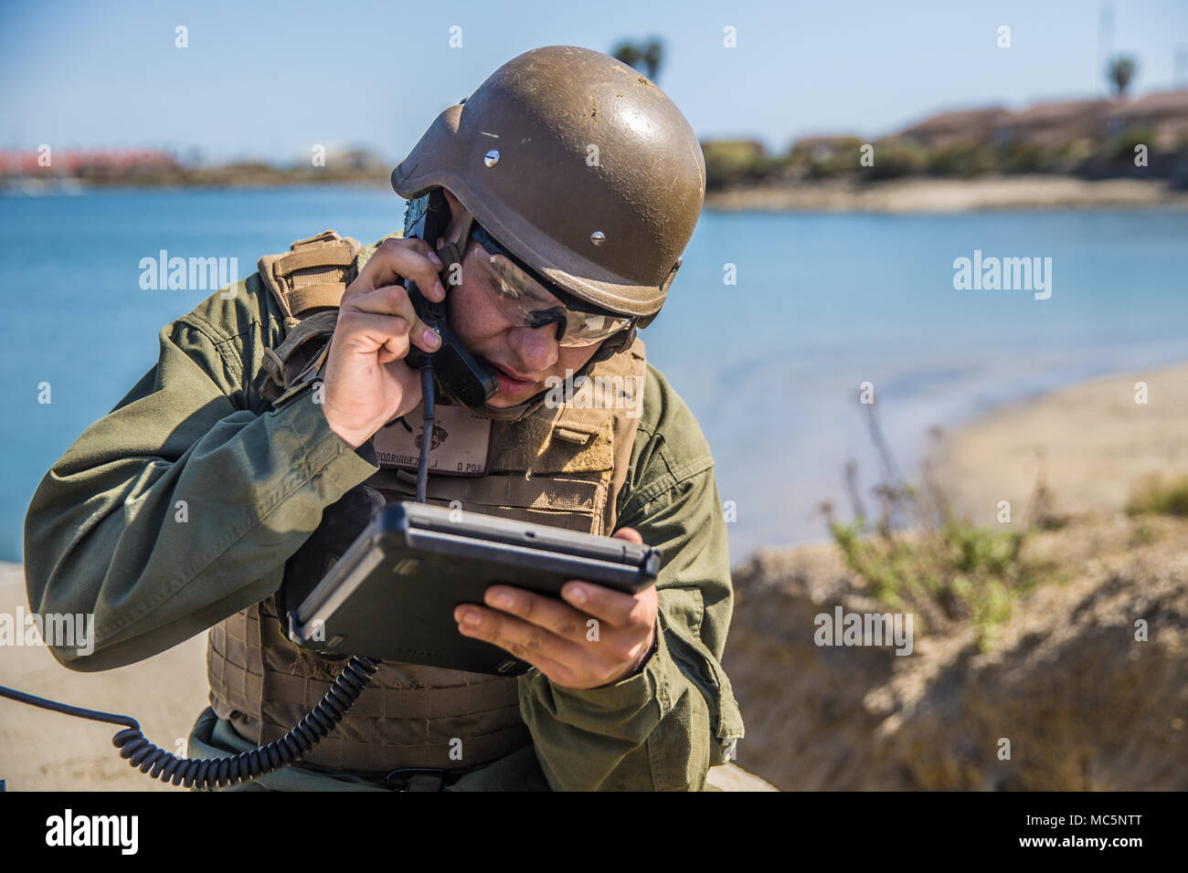 U.S. Marine Corps Pfc. Michael Rodriguez, a student with the Assault ...