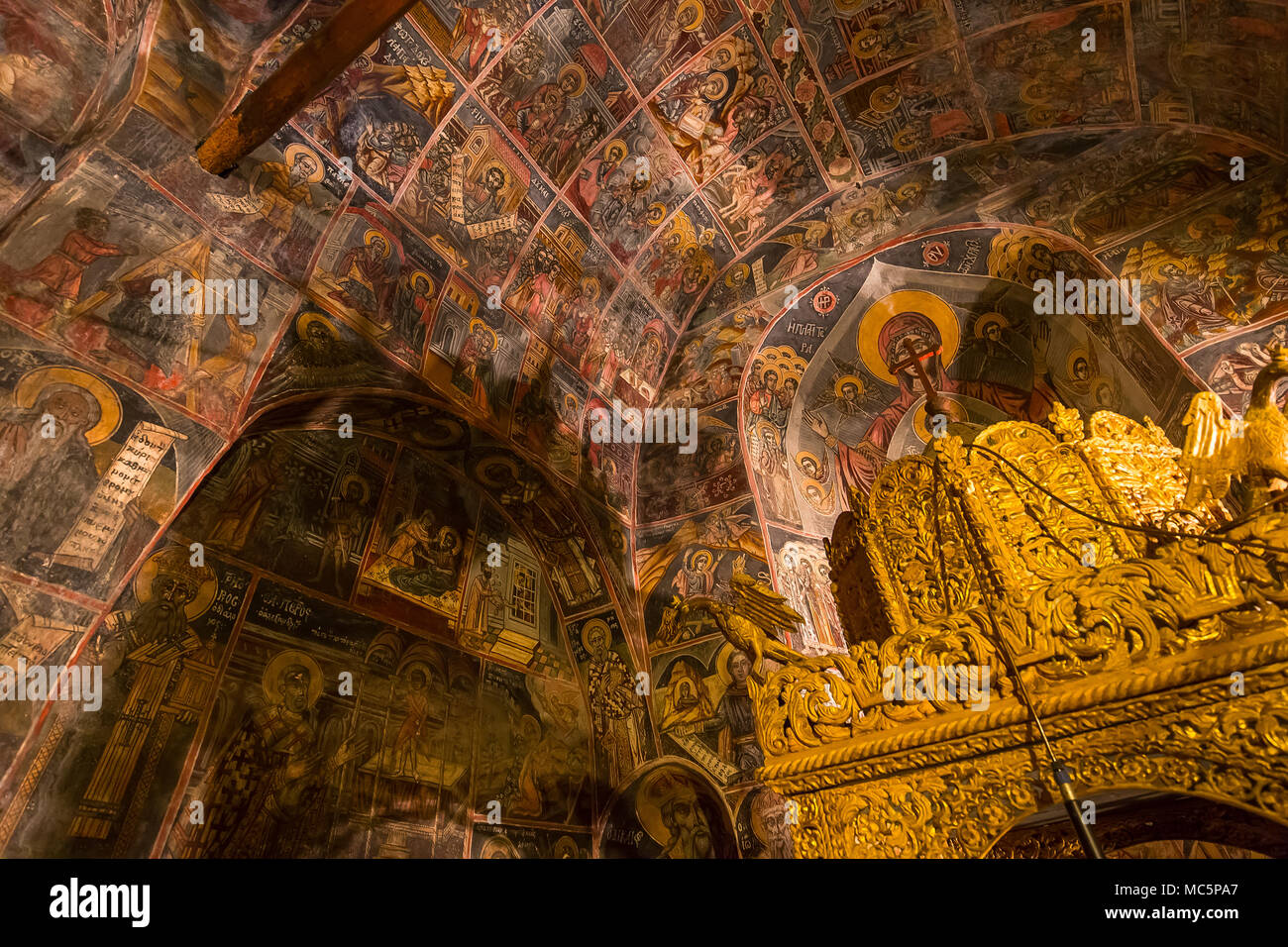 ITILO, GREECE, SEPTEMBER 16, 2017 : frescoes in monastery of Dekoulon ...