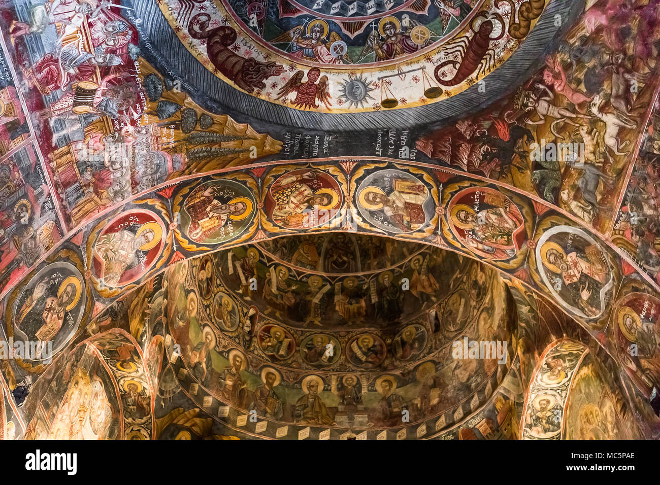 ITILO, GREECE, SEPTEMBER 16, 2017 : frescoes in monastery of Dekoulon ...