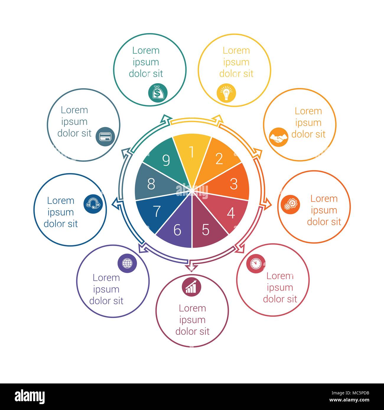 Template for info grapchics Diagram 9 cyclic processes, step by step ... Template for info grapchics Diagram 9 cyclic processes, step by step ...