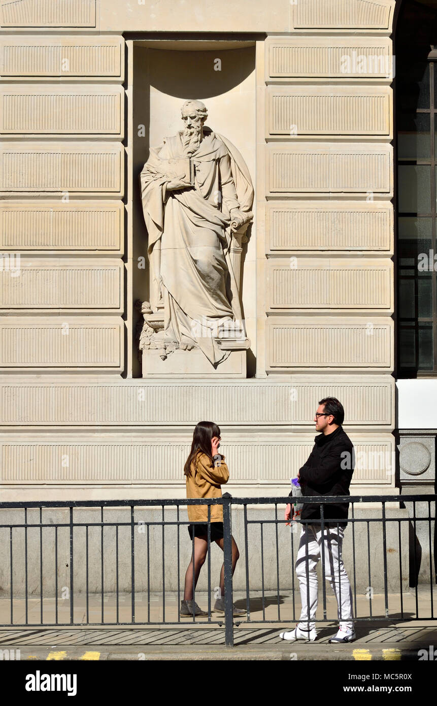 London,England, UK. NatWest Bank City of London offices. Allegorical ...
