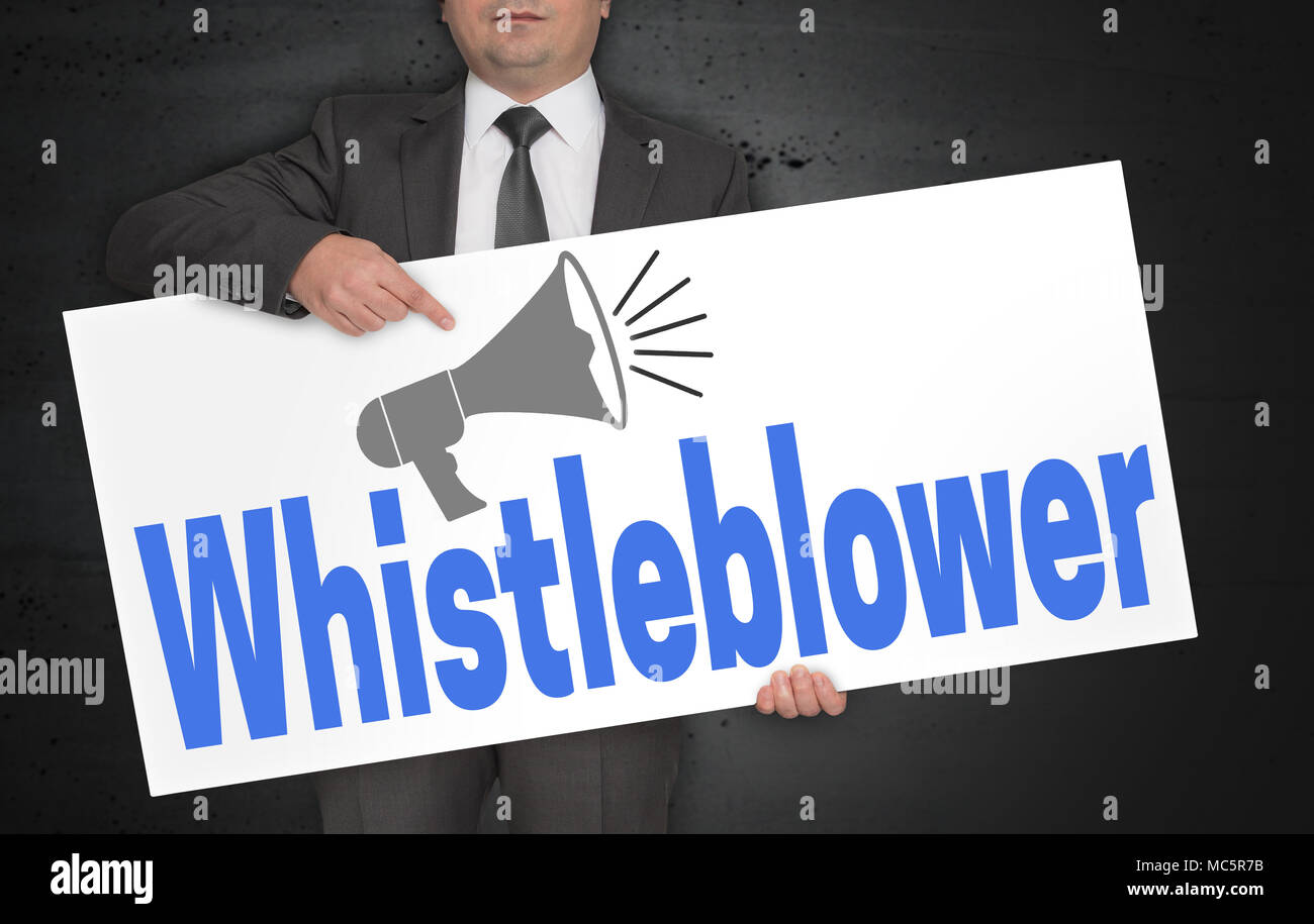 Whistleblower poster is held by businessman Stock Photo - Alamy