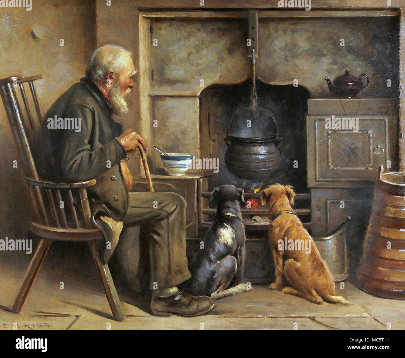 Rigg Ernest Higgins - Watching the Pot Boil Stock Photo - Alamy