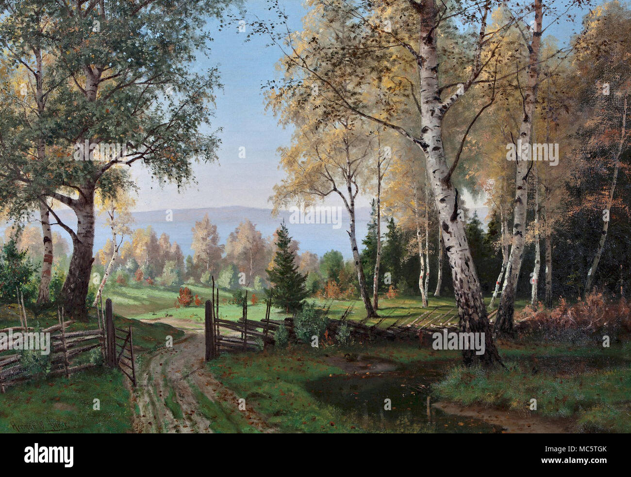 Anker Johan Herman Wedel - Forest Landscape with Country Road and Lake ...