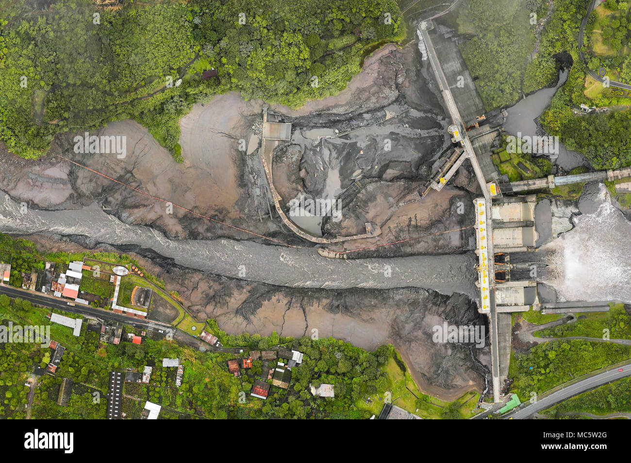 Aerial Unique View Over Empty Water Dam Stock Photo - Alamy