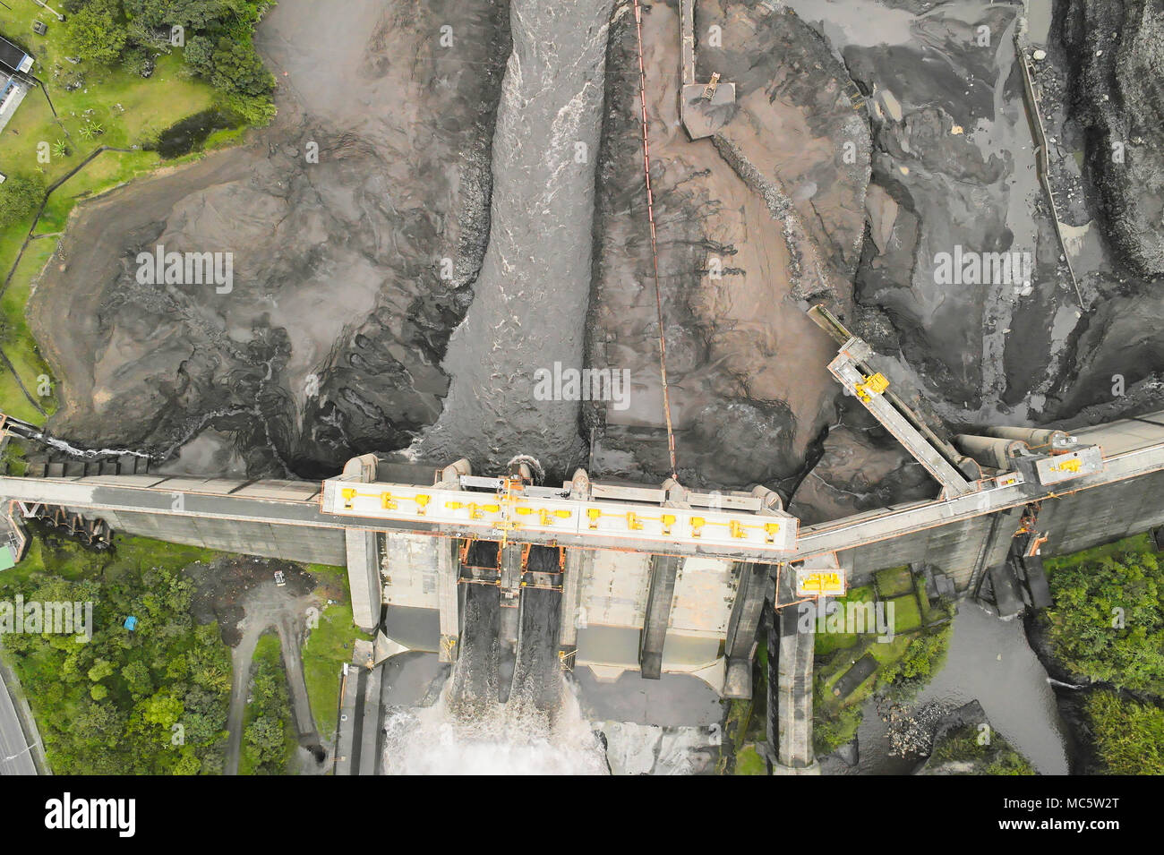 Aerial Unique View Over Empty Water Dam Stock Photo - Alamy