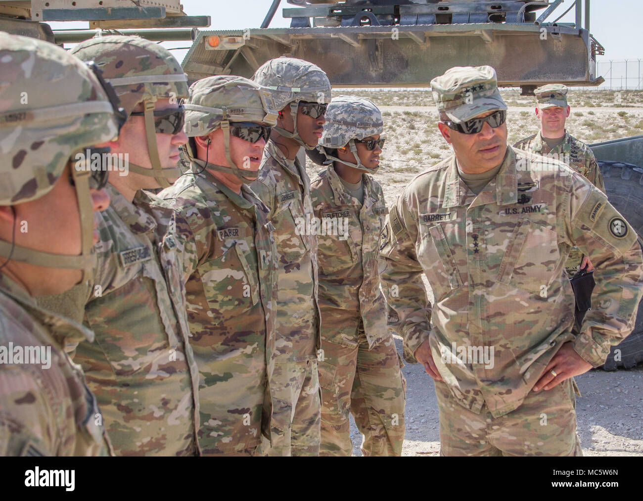 Lt. Gen. Michael X. Garrett, U.S. Army Central Commander, speaks with ...