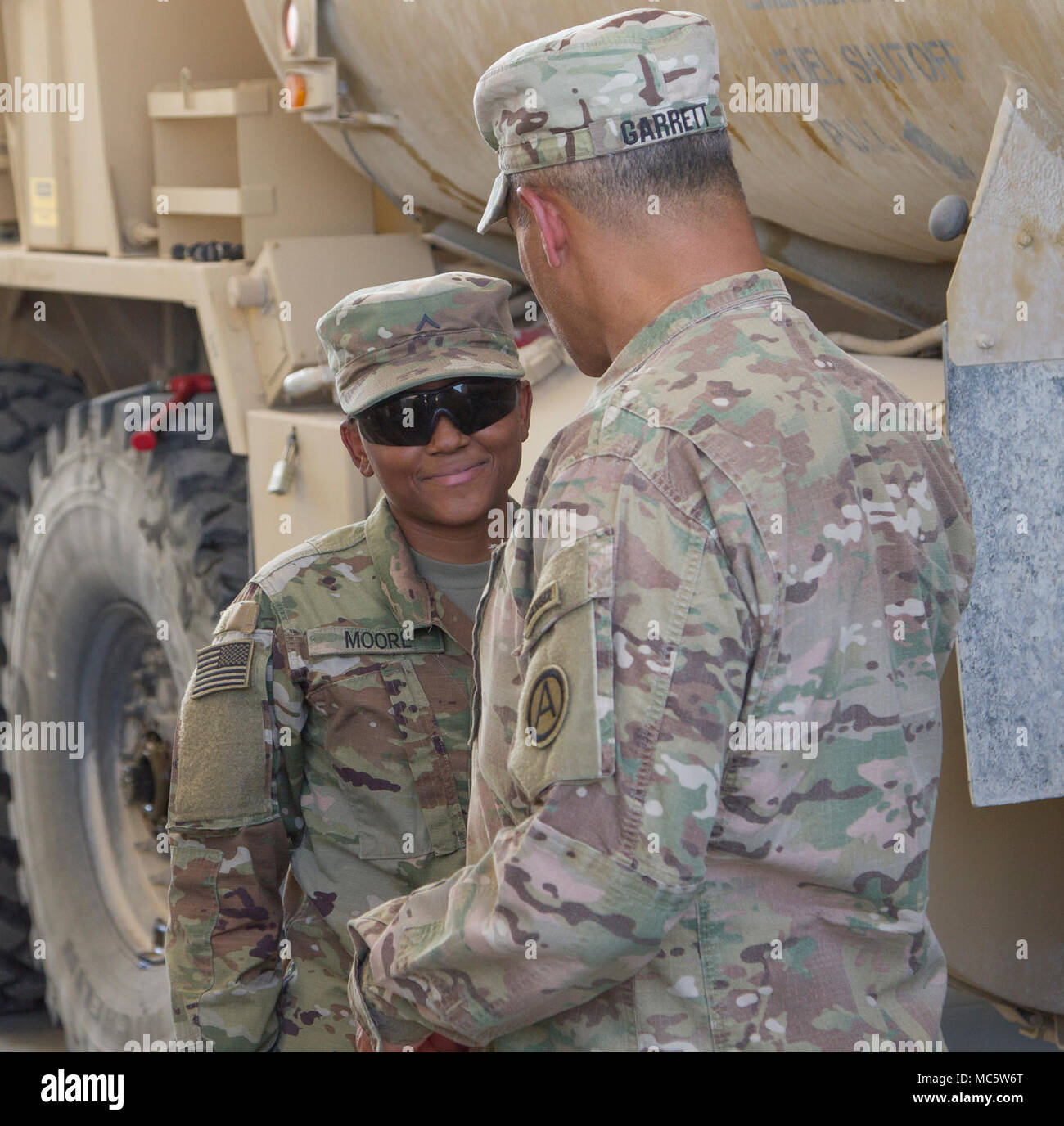 Lt. Gen. Michael X. Garrett, U.S. Army Central Commander, speaks with ...