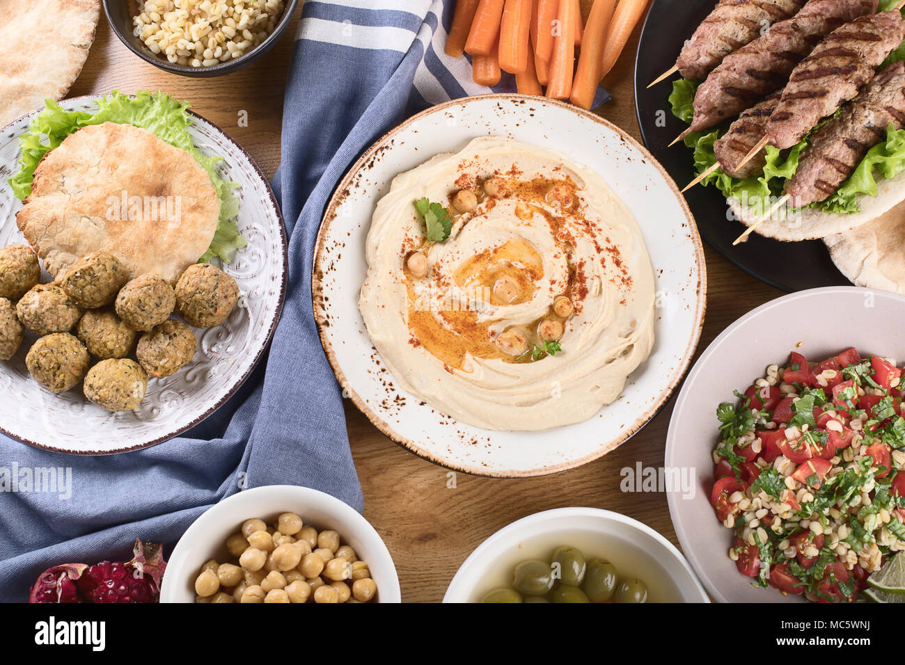 Lebanese food. Middle eastern traditional cuisine. Top view Stock Photo ...
