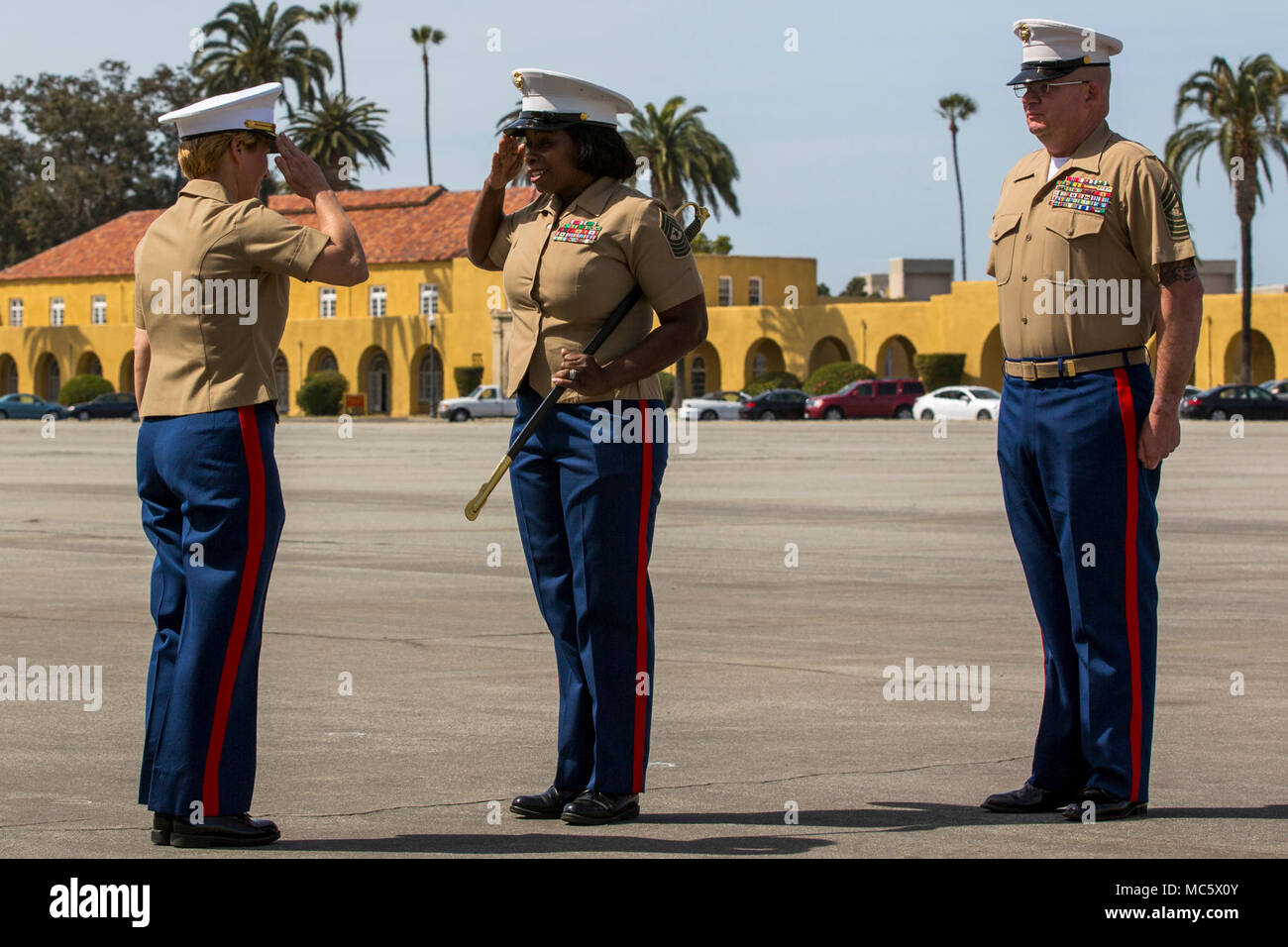 Sergeant Maj. Leveta S. Smith, outgoing sergeant major of Headquarters ...